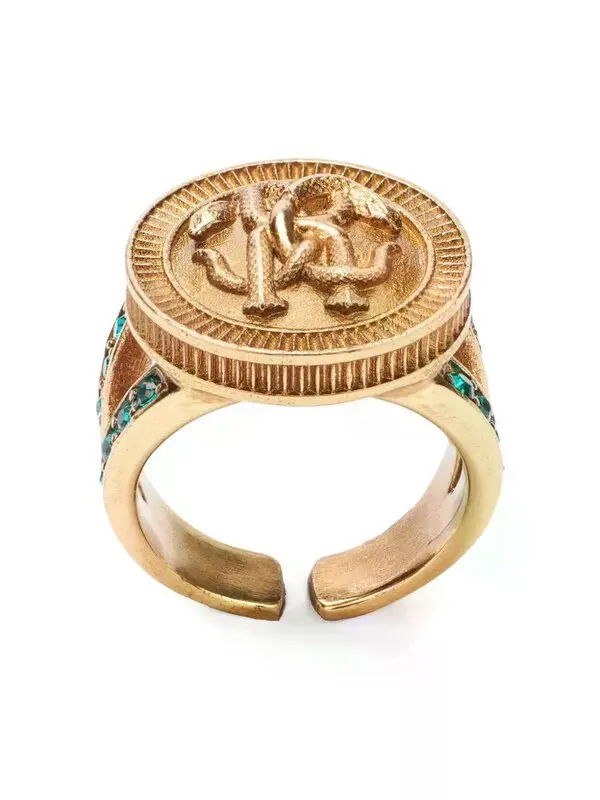 Roberto Cavalli Embossed Glass Ring - Gold