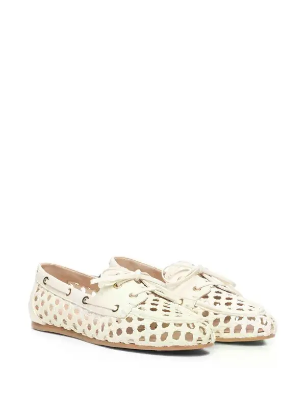 STUART WEITZMAN Woven Leather Boat Shoes - Neutrals