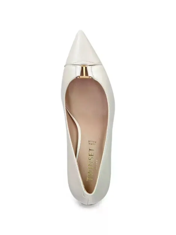 TWINSET Logo Plaque Pointed-toe Pumps - White