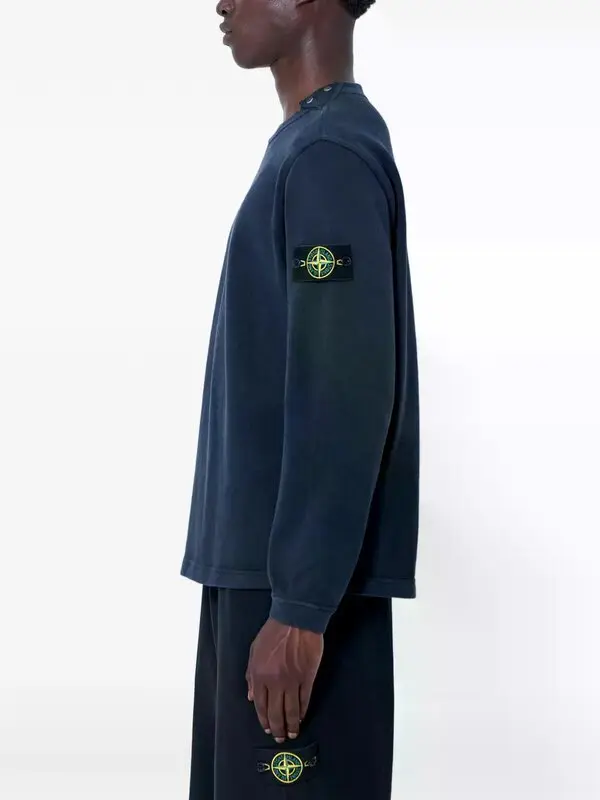 Stone Island Logo-patch Button-detail Sweatshirt - Blue