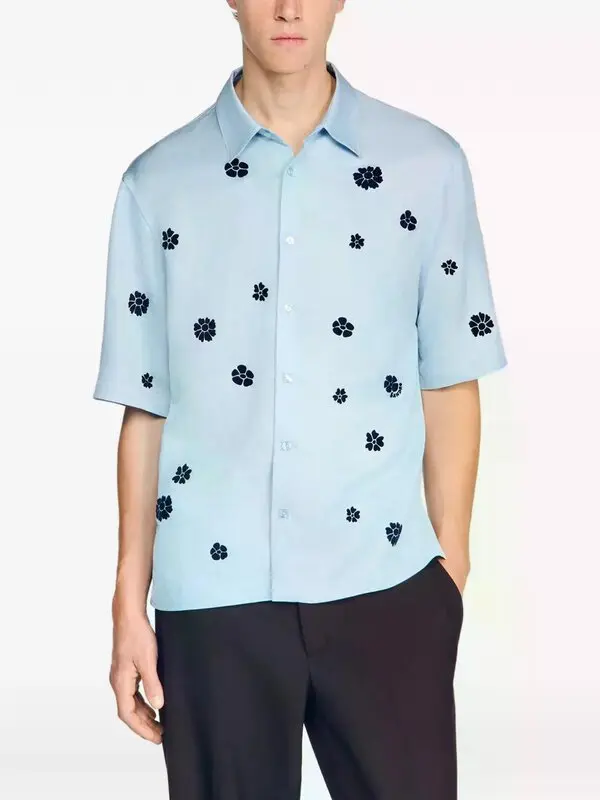 Sandro Flock-print Floral-pattern Shirt