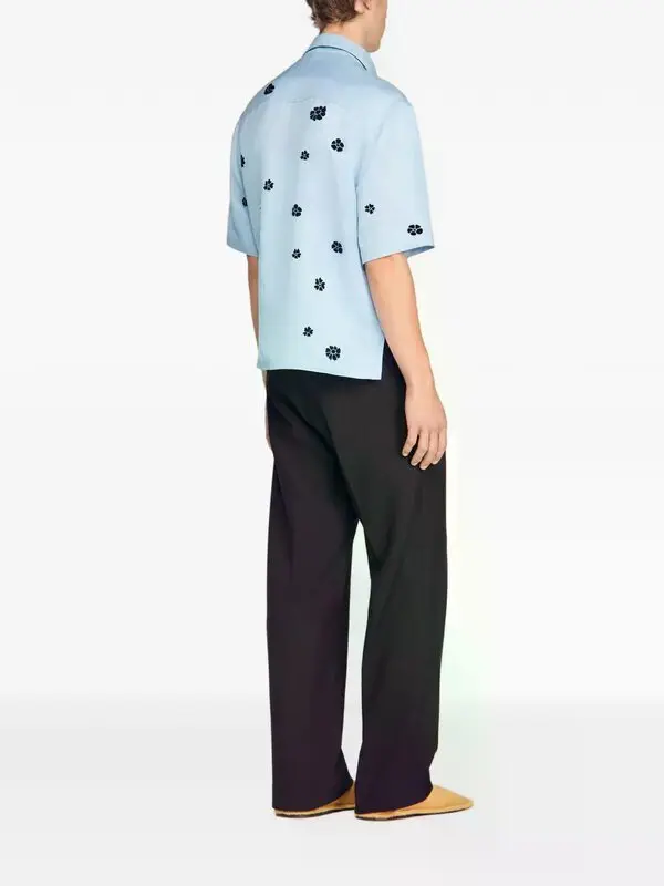 Sandro Flock-print Floral-pattern Shirt - Blue