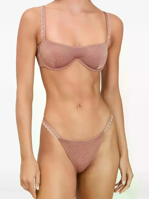Devon Windsor Bonnie Glitter-effect Scalloped-trim Bikini Top - Pink