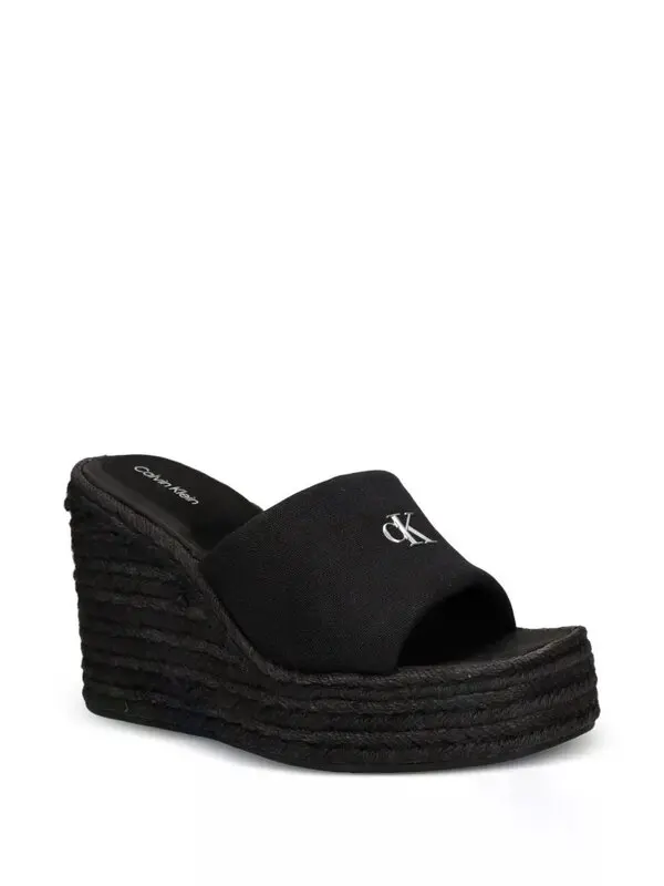 Calvin Klein Logo Plaque Wedge Espadrilles - Black