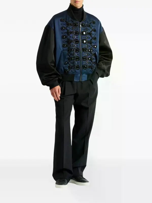 Balmain Satin Bomber Jacket With Frogging