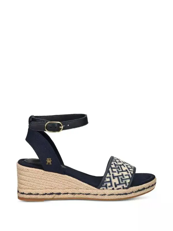 Tommy Hilfiger Monogram Wedge Sandals - Blue