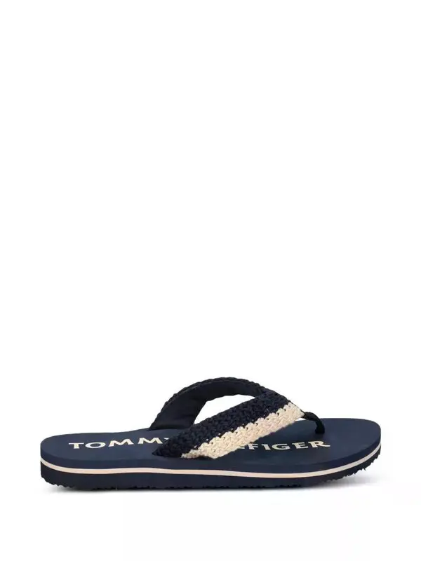Tommy Hilfiger Crochet Knit Flip Flops - Blue