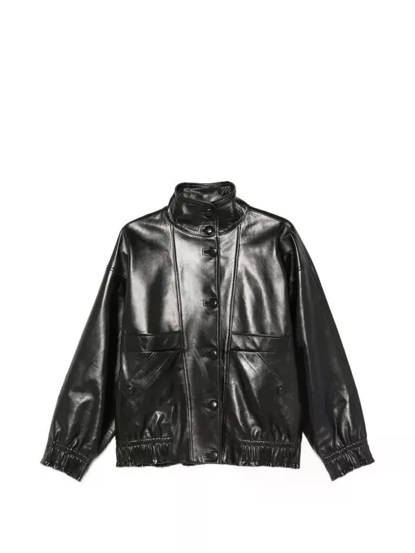 Sandro Oversized Leather Jacket - Black