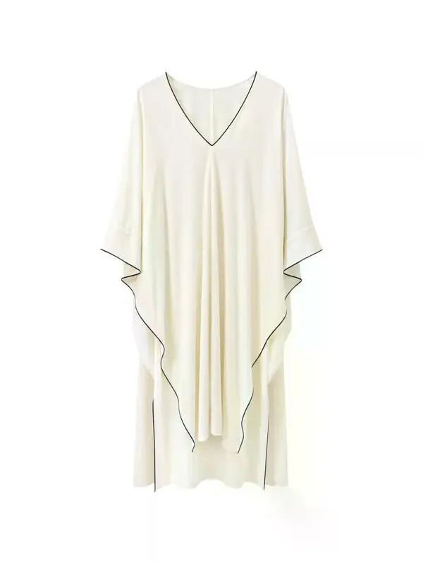Alberta Ferretti Piped Handkerchief-hem Dress - Neutrals