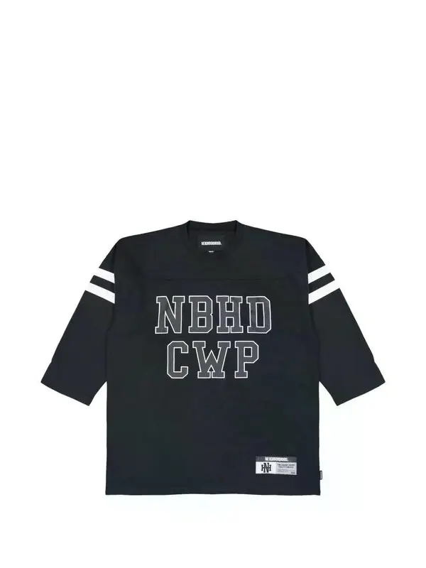 NEIGHBORHOOD Logo-print Striped-sleeve Football T-shirt - Black