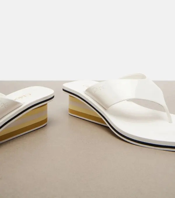 Chloé Patent Leather Thong Wedge Sandals