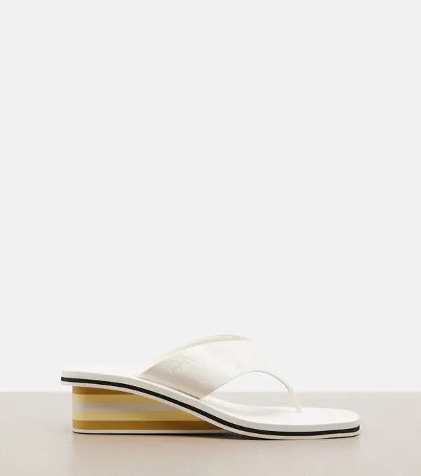 Chloé Patent Leather Thong Wedge Sandals