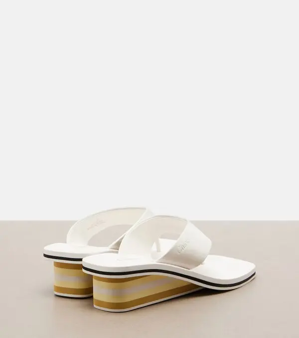 Chloé Patent Leather Thong Wedge Sandals