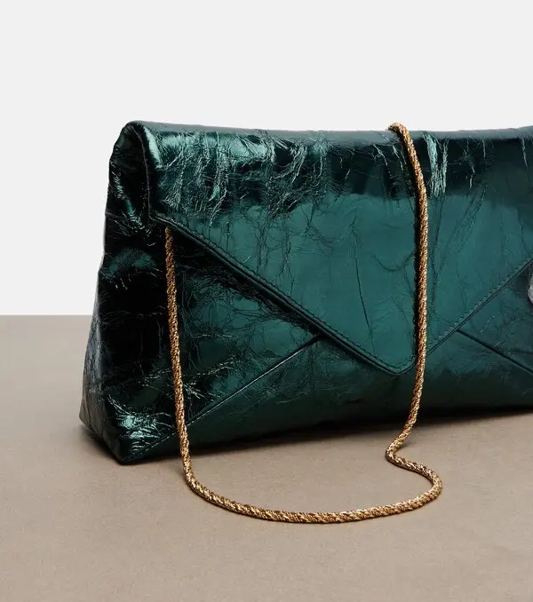 Dries Van Noten Medium Metallic Leather Clutch