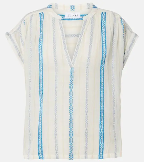 Velvet By Graham & Spencer Tallula Cotton Jacquard Top - White