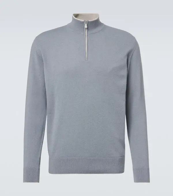 Eleventy Cashmere Half-zip Sweater - Blue