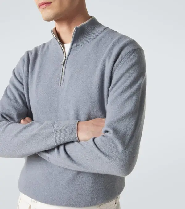 Eleventy Cashmere Half-zip Sweater - Blue
