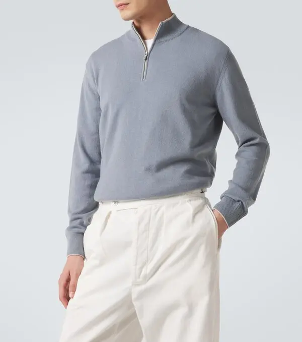 Eleventy Cashmere Half-zip Sweater - Blue