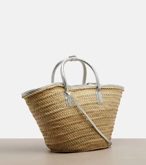 Jacquemus Soli Medium Croc-effect Raffia Basket Bag - Beige