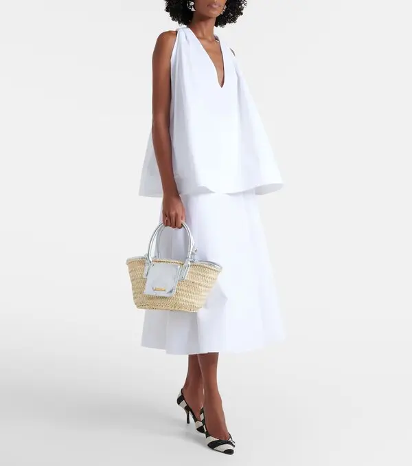 Jacquemus Soli Medium Croc-effect Raffia Basket Bag - Beige