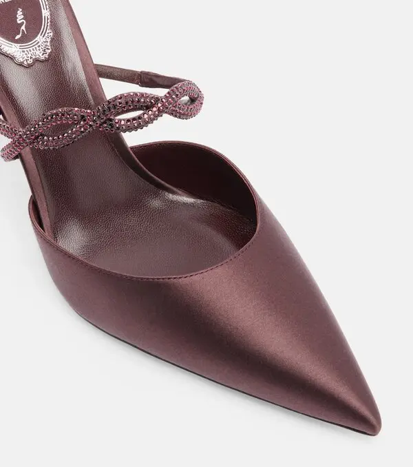 Rene Caovilla Crystal-embellished Satin Mules