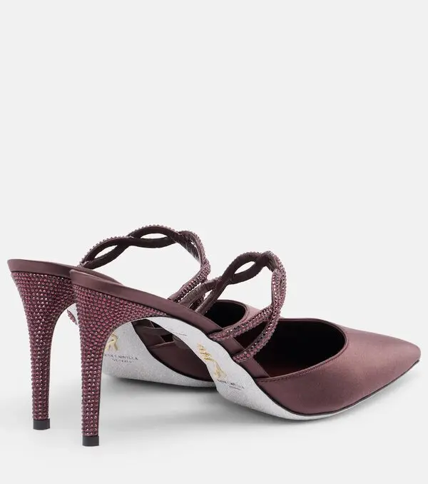 Rene Caovilla Crystal-embellished Satin Mules