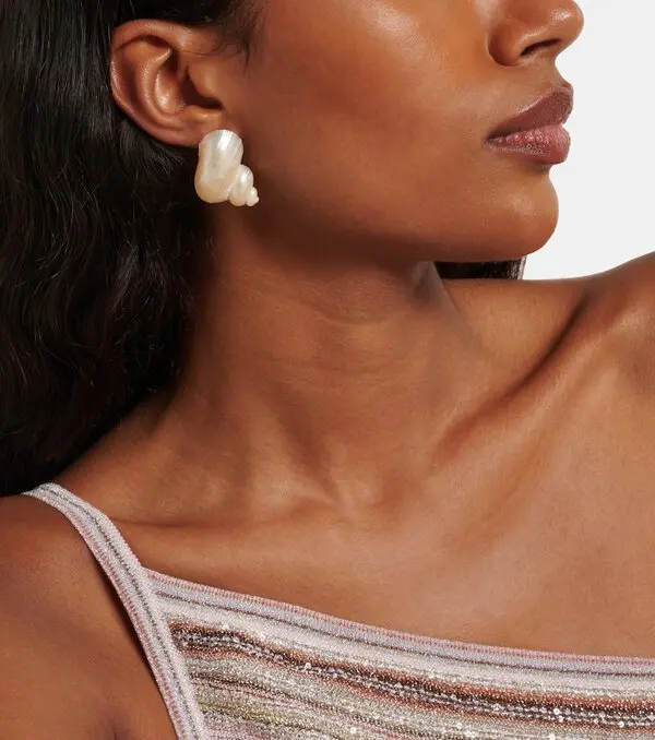 JENNIFER BEHR Luca Earrings In Seashell And Brass