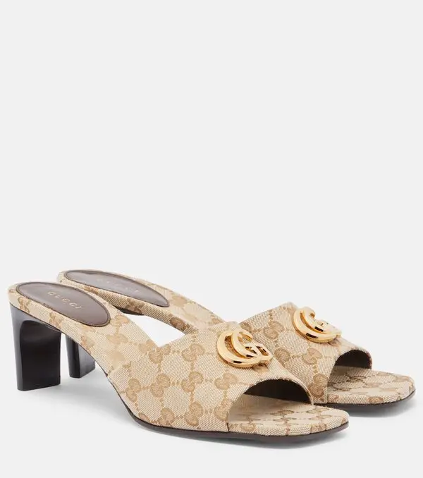 Gucci Marmont Double G Gg Canvas Mules