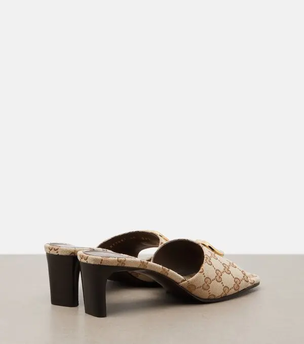 Gucci Marmont Double G Gg Canvas Mules