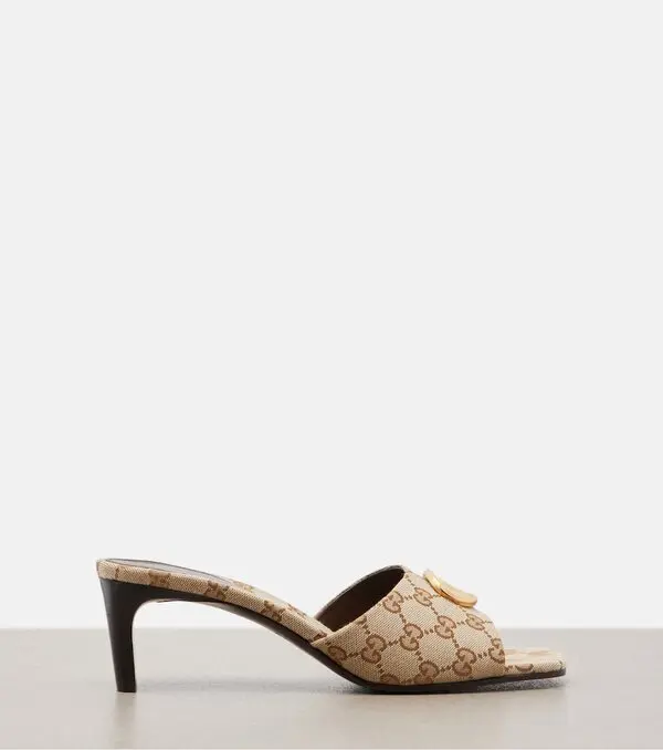 Gucci Marmont Double G Gg Canvas Mules