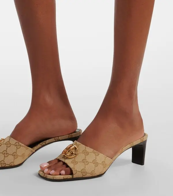 Gucci Marmont Double G Gg Canvas Mules