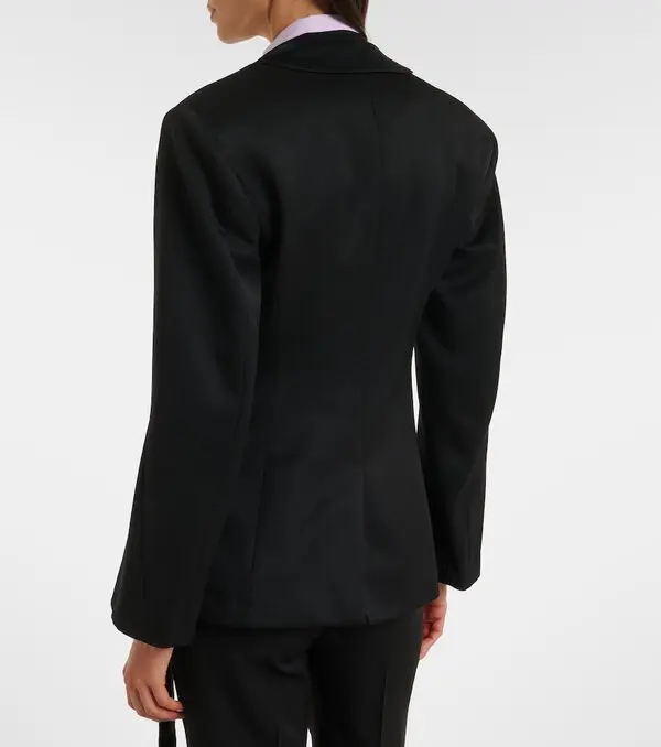 Attico Virgin Wool Blazer With Satin Trim