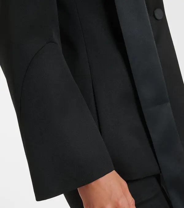 Attico Virgin Wool Blazer With Satin Trim