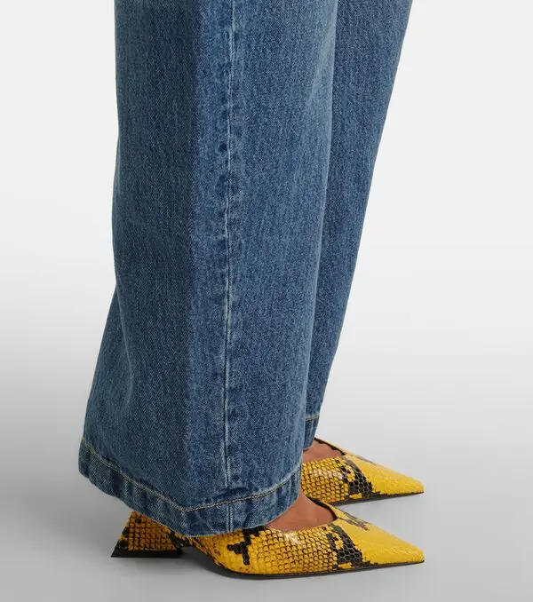 Attico Mid-rise Barrel-leg Jeans In Sky