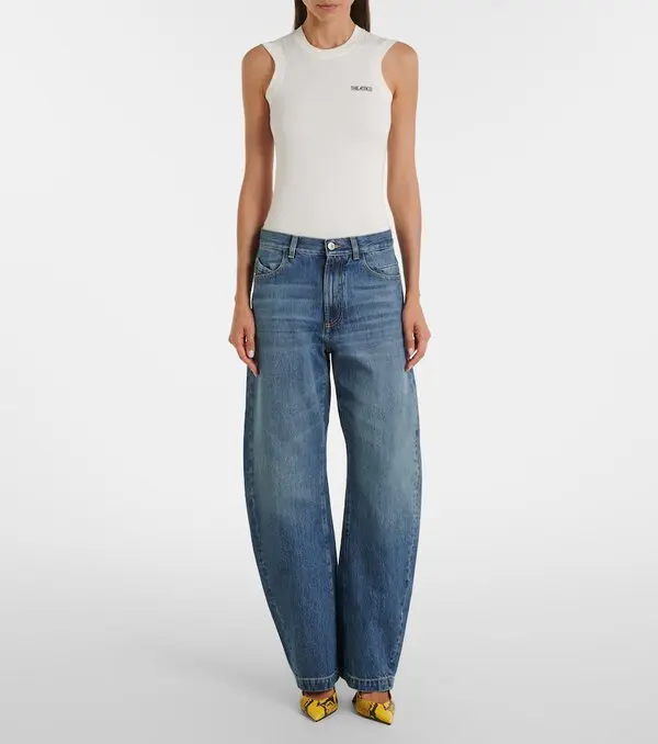 Attico Mid-rise Barrel-leg Jeans In Sky