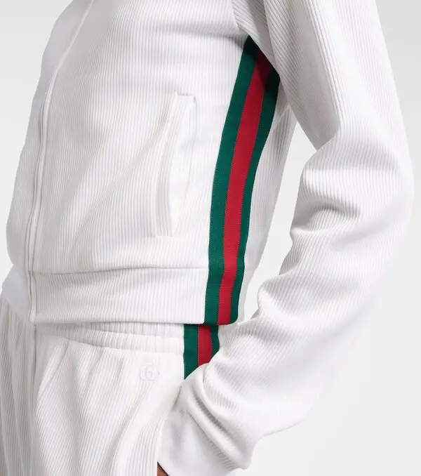 Gucci Ribbed-knit Cropped Sweatshirt