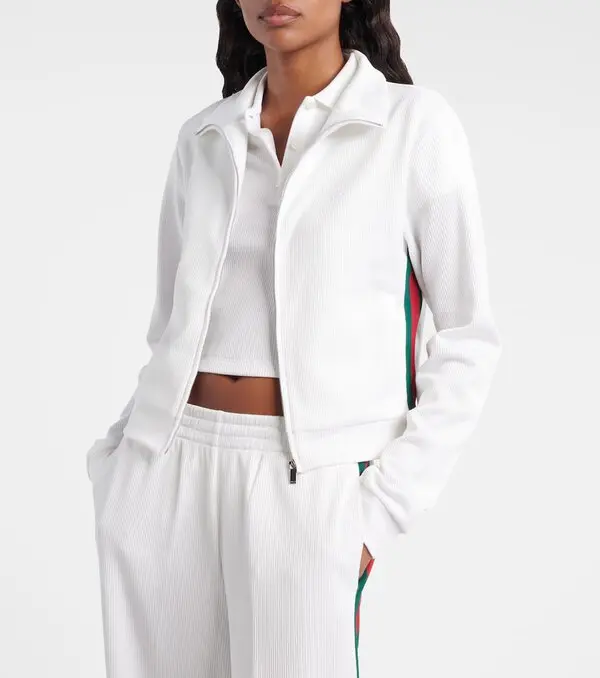 Gucci Ribbed-knit Cropped Sweatshirt