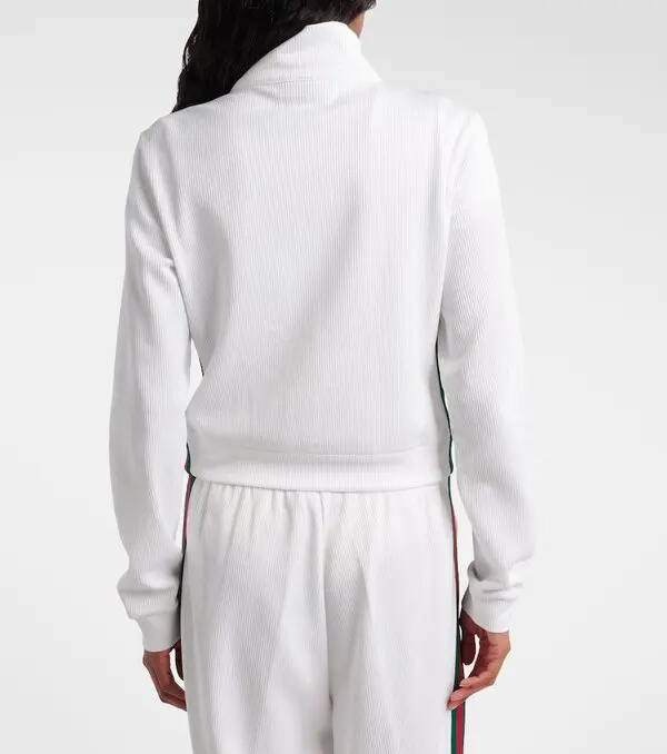 Gucci Ribbed-knit Cropped Sweatshirt