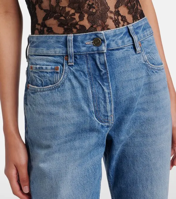 Valentino Garavani Cropped Faded Straight Jeans