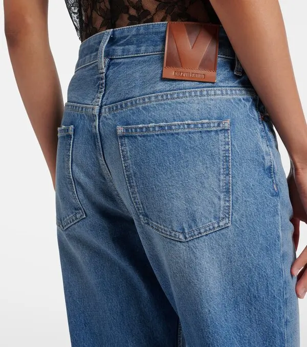 Valentino Garavani Cropped Faded Straight Jeans
