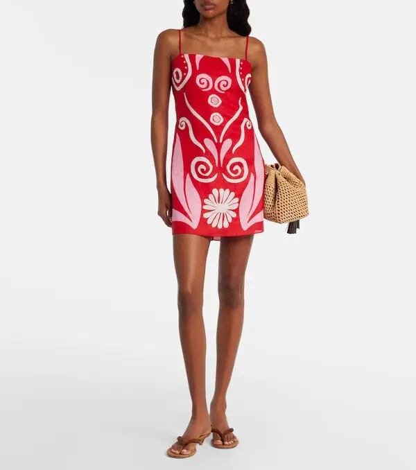 CALA DE LA CRUZ Ancona Printed Linen Minidress