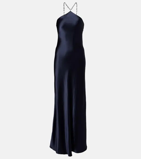 Staud Cadence Halterneck Satin Slip Dress