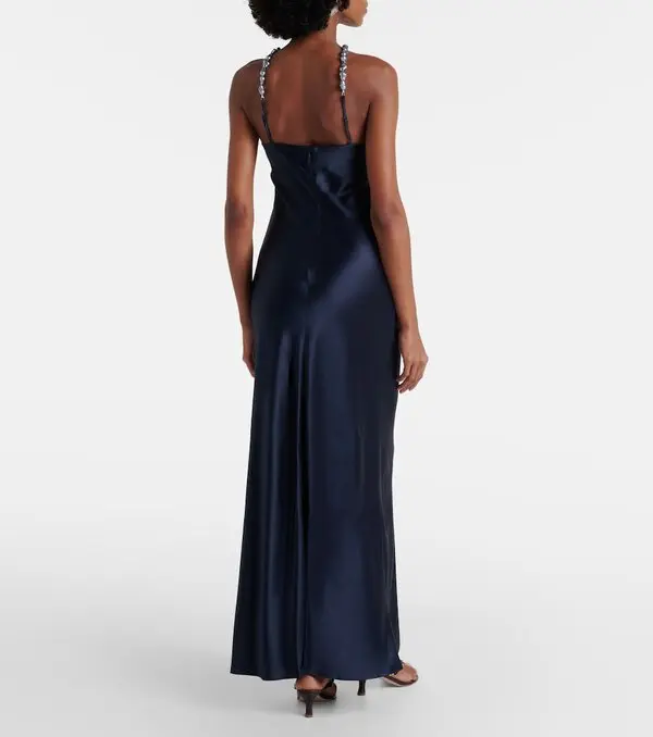 Staud Cadence Halterneck Satin Slip Dress