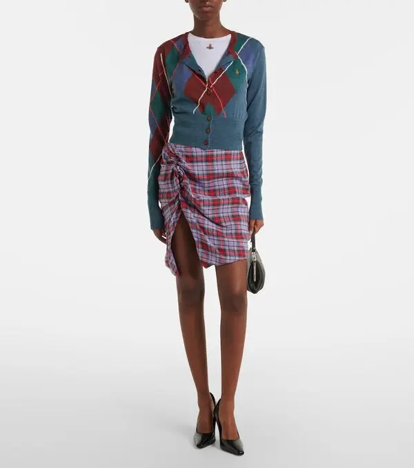 VIVIENNE WESTWOOD Argyle Wool And Cotton Cardigan - Blue