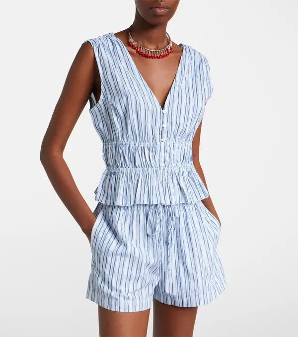 Velvet By Graham & Spencer Verena Striped Cotton-blend Top