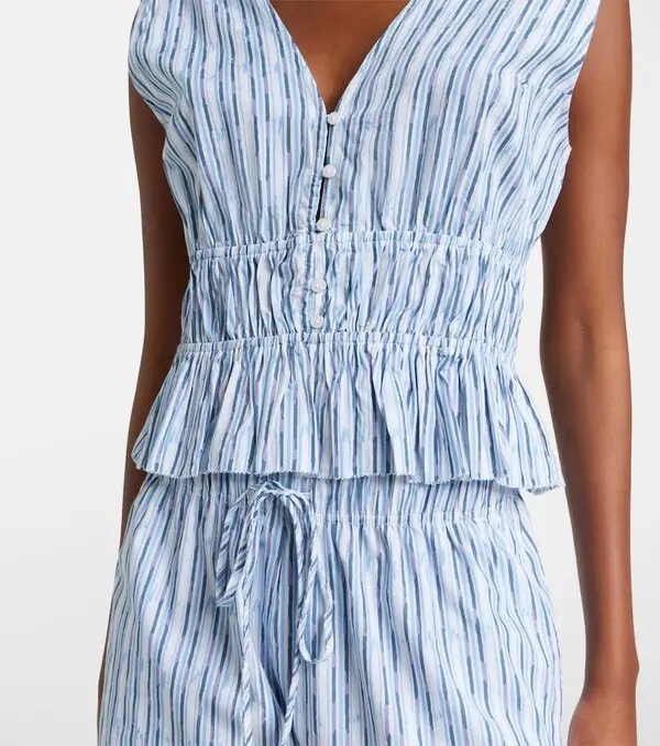 Velvet By Graham & Spencer Verena Striped Cotton-blend Top