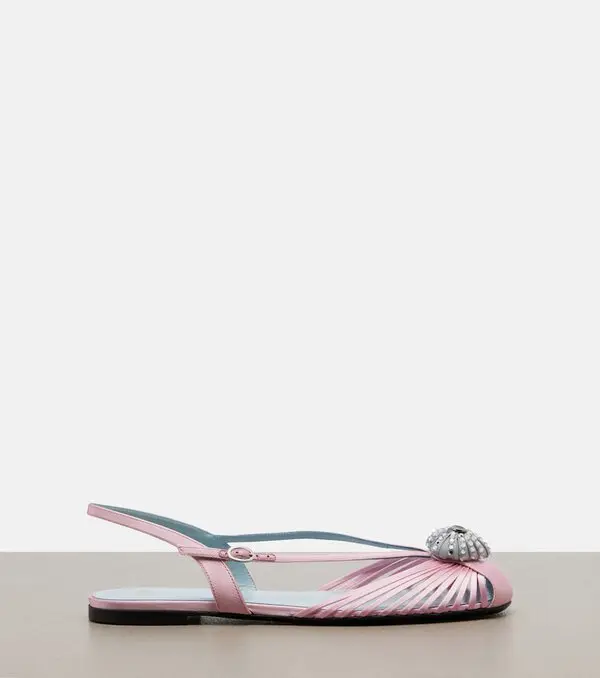 Valentino Garavani Cour Royal Satin Slingback Flats - Pink