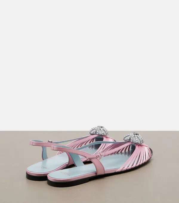 Valentino Garavani Cour Royal Satin Slingback Flats - Pink