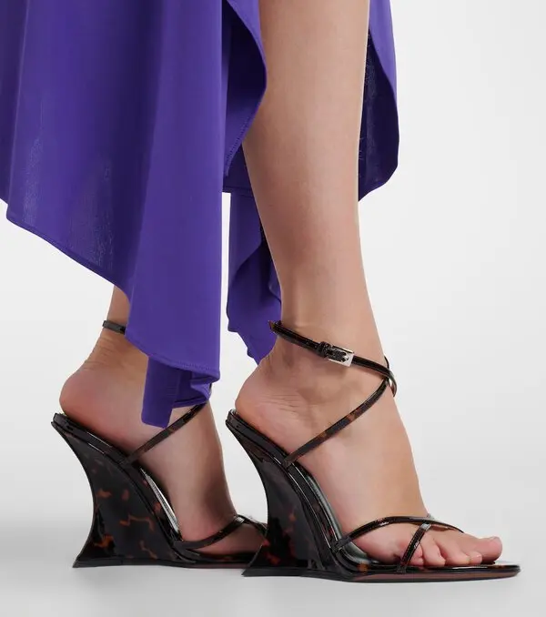 Paris Texas Nina Printed Patent Leather Wedge Sandals