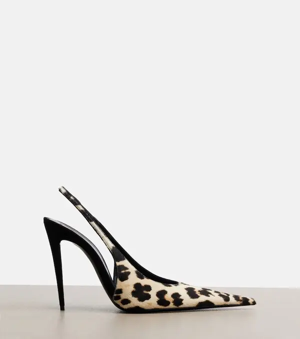 Saint Laurent Guermantes Calf Hair Slingback Pumps